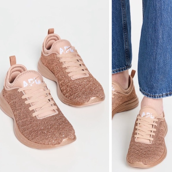 APL | Shoes | Nwob Apl Techloom Phantom Sneakers Rose Gold Glitter ...